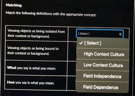 solved match the following definitions with the appropriate