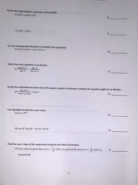 Solved Factor The Trigonometric Expression And Simplify 8