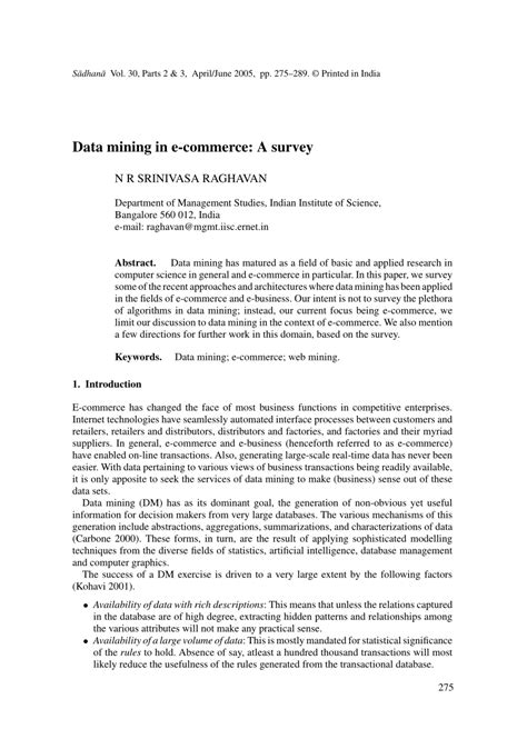 Pdf Data Mining In E Commerce A Survey