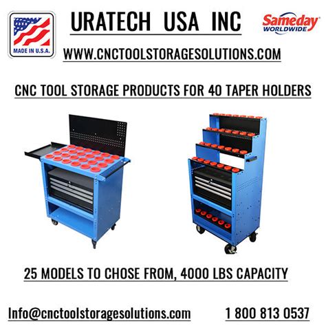 Cnc Tool Storage For Cat 40 Bt 40 Nmtb 40 Dv 40 And Iso 40 Holders Uratech Usa Inc