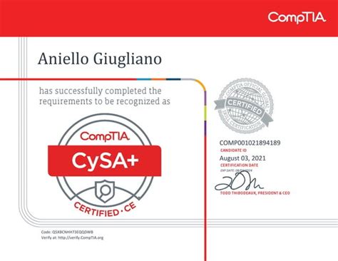 Comp Tia Cysa Certificate Pdf