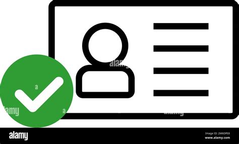 Identification Verification Icon Id Card And Check Mark Editable