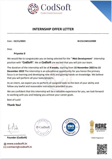 Priyanka S On Linkedin Codesoft Codesoftinternship
