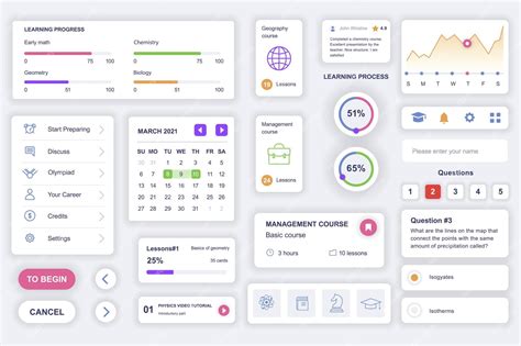 Premium Vector User Interface Elements Set For Education Mobile App Kit Template With Hud