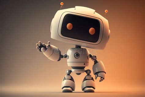 Playful Cute And Happy Toy Robot Android 3d Rendering Ai Generated Stock Illustration