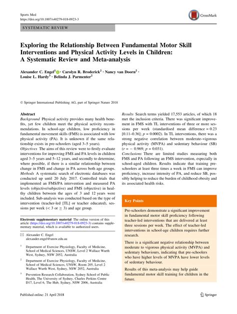 Pdf Physical Activity Interventions To Improve Fundamental Motor