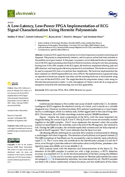 Pdf A Low Latency Low Power Fpga Implementation Of Ecg Signal