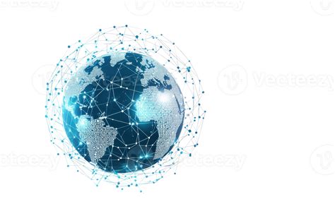 A Digital Representation Of Earth Connected By A Network Of Nodes And Lines Illustrating Global
