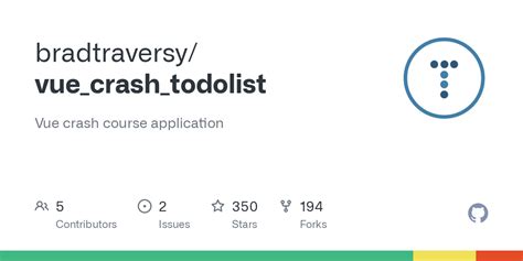 GitHub Bradtraversy Vue Crash Todolist Vue Crash Course Application