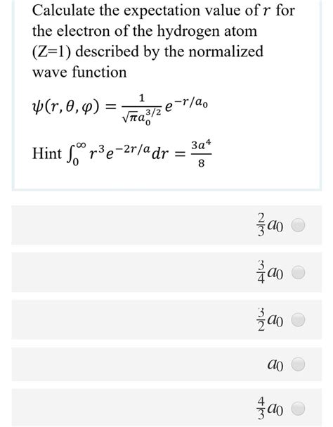 Solved Calculate The Expectation Value Of R For The Electron