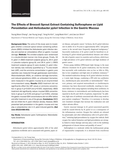 Pdf The Effects Of Broccoli Sprout Extract Containing Sulforaphane On Lipid Peroxidation And