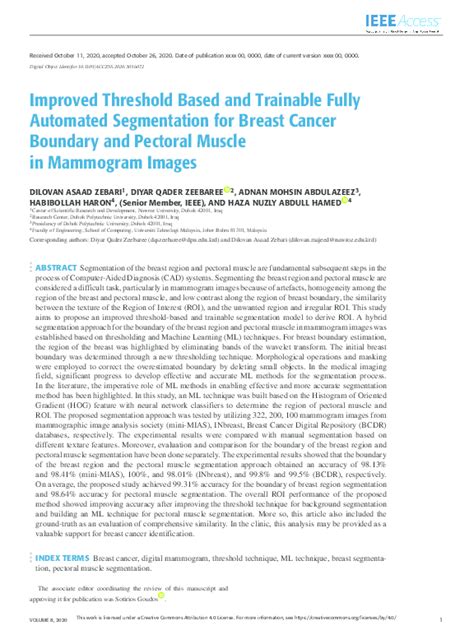 Pdf Improved Threshold Based And Trainable Fully Automated Segmentation For Breast Cancer