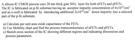 Solved A Silicon Ic Cmos Process Uses 20 Nm Thick Gate Sio2