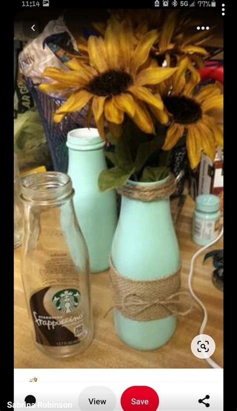 Recycled Starbucks Frappuccino Bottle Vase Diy Starbucks Glass
