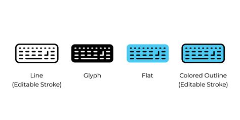 Computer Keyboard Wireless Keyboard Vector Icon Set Isolated On White Background