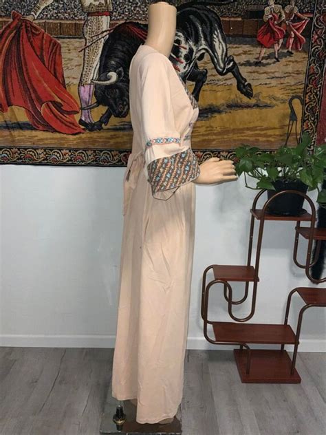 Vintage Cream Colored Boho Hippie House Dress Vintag Gem