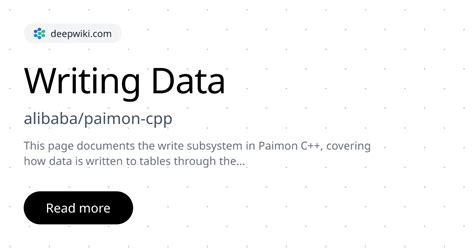 Writing Data Alibabapaimon Cpp Deepwiki