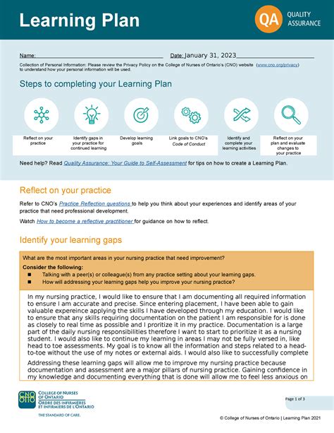 Learning Plan Page 1 Of 3 Learning Plan Name Date January 31 2023 Collection Of Personal