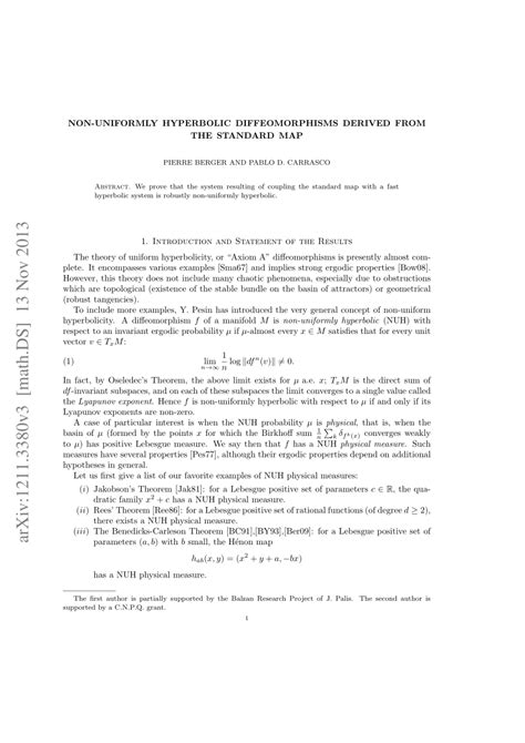 Pdf Non Uniformly Hyperbolic Diffeomorphisms Derived From The