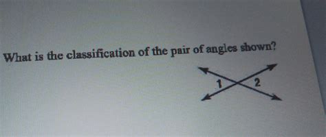 Solved What Is The Classification Of The Pair Of Angles Shown Math