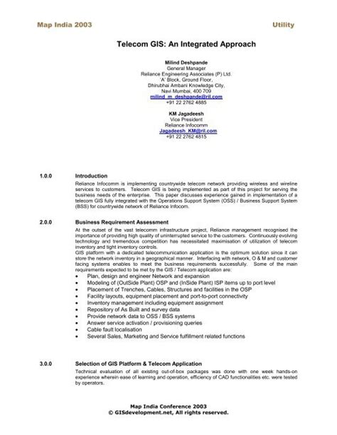 Telecom Gis An Integrated Approach