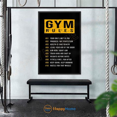10 Gym Rules Wall Art Workout Room Decor Gym Sign Fitness Prints Art