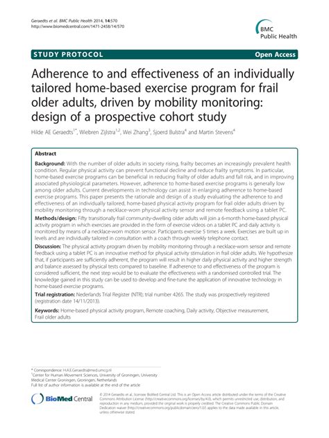 Pdf Adherence To And Effectiveness Of An Individually Tailored Home Based Exercise Program For