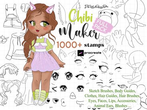 Procreate Chibi Maker Stamp Brush Chibi Guides Procreate Character Maker Body Guides Cartoon
