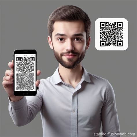 Man Scanning Qr Code With Mobile App Stable Diffusion Online