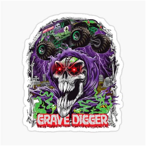 Monster Jam Grave Digger Monster Truck Fans Art T Sticker For Sale By Michelethorn Redbubble
