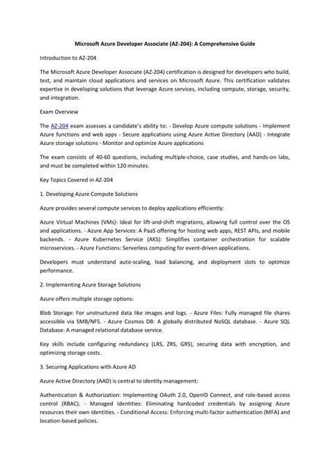 Ppt Microsoft Azure Developer Associate Az 204 A Comprehensive Guide Powerpoint