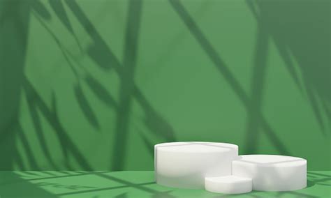 파스텔 녹색 배경에 3d 받침대 연단 이국적인 자연 잎 음영이 있는 미용 화장품 판촉 전시 전시회 3d 렌더링 그림 0명에 대한 스톡 사진 및 기타 이미지 Istock
