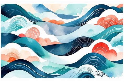 Premium Photo Abstract Art Background With Japanese Wave Pattern Vector