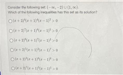 Solved Consider The Following Set 2 1 Which Of Chegg Com