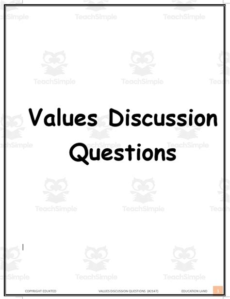 Values Discussion 2147 By Teach Simple