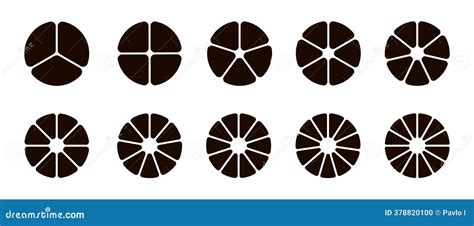 Pie Chart Set Segmented Circle Icons Color Infographic Flower Round