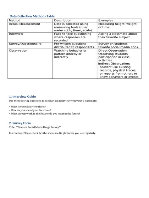 Data Collection Materials Pdf Survey Methodology Data