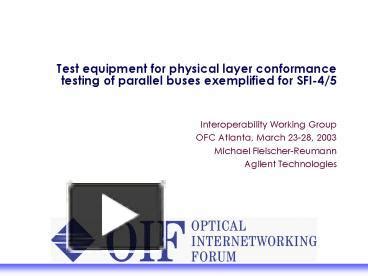 PPT Test Equipment For Physical Layer Conformance Testing Of Parallel Buses Exemplified For