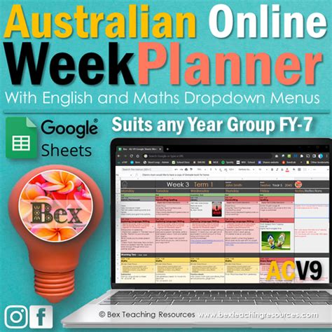 Australian Online Week Planner FY Yr Google Sheets BexTeachingResources
