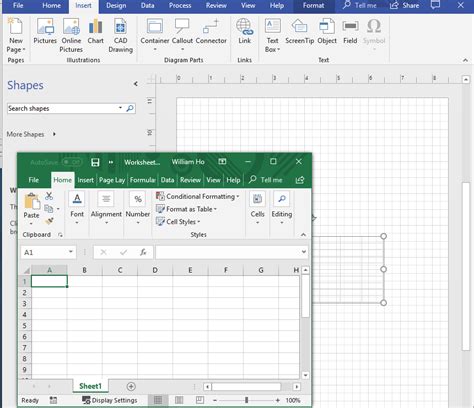 Visio 2016 Resizing An Embedded Excel 2016 Object Issue Microsoft