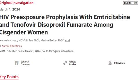 Hiv Preexposure Prophylaxis With Emtricitabine And Tenofovir Disoproxil Fumarate Among Cisgender