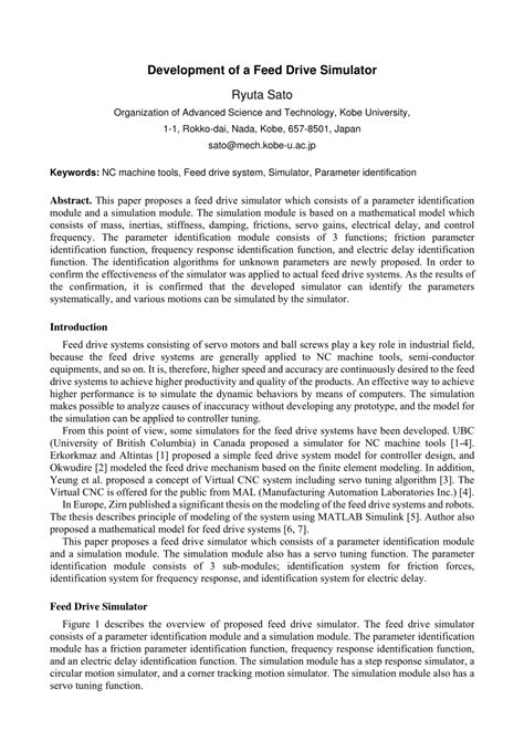 Pdf Development Of A Feed Drive Simulator