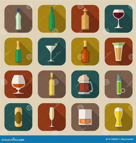 Alcohol Icons Flat Stock Vector Illustration Of Bottle 41130022