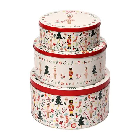 Nutcracker Set Of 3 Round Cake Tins Dexam