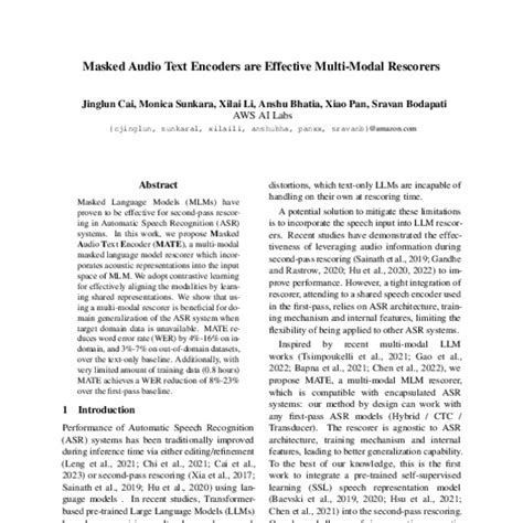 Masked Audio Text Encoders Are Effective Multi Modal Rescorers Acl Anthology