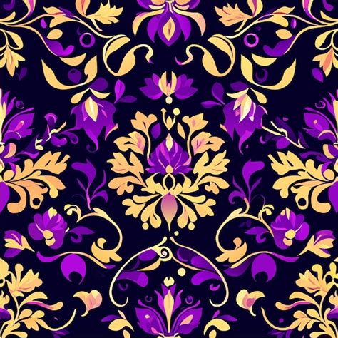 Premium Vector Decorative Background With A Purple Damask Pattern