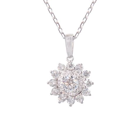 Double Halo Diamond Pendant In White Gold Hancocks Jewellers