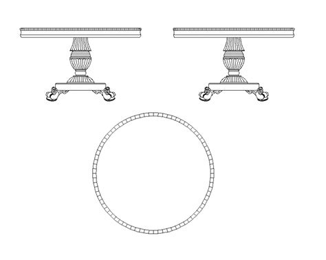Round Dining Table Cad Blocks Detail Elevation Layout 2d View