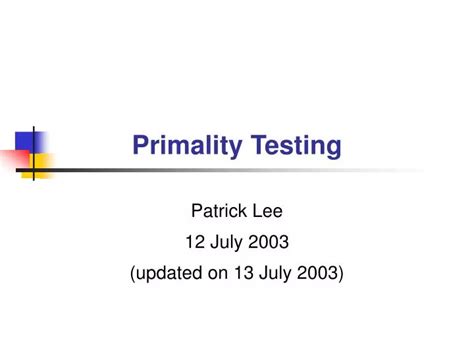 ppt primality testing powerpoint presentation free download id 744970