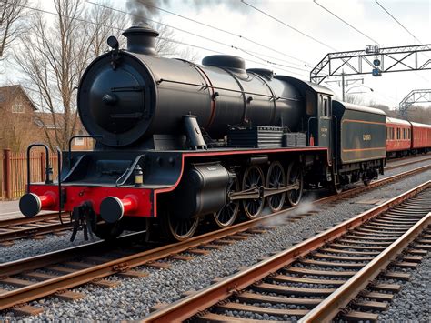 Vintage Steam Locomotive On Railway Tracks Captured With A Canon Eos